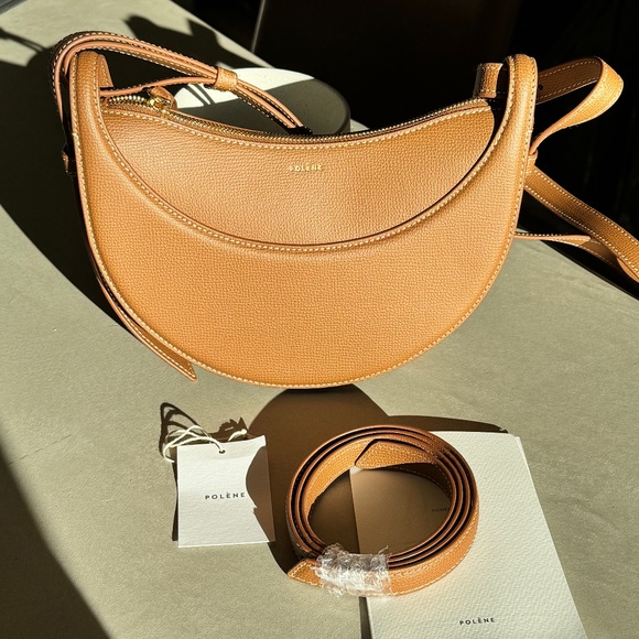 Polene | Bags | Polene Numero Dix Number Half Moon Shoulder Bag In Textured Camel | Poshmark